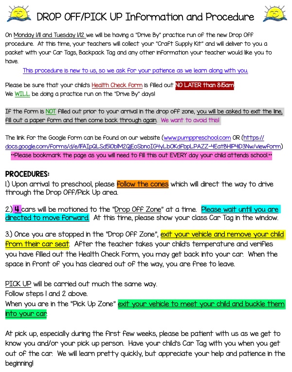 Drop-Off / Pick-Up Route – Penfield United Methodist Preschool